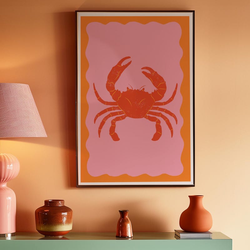 Red Crab Print - Etsy