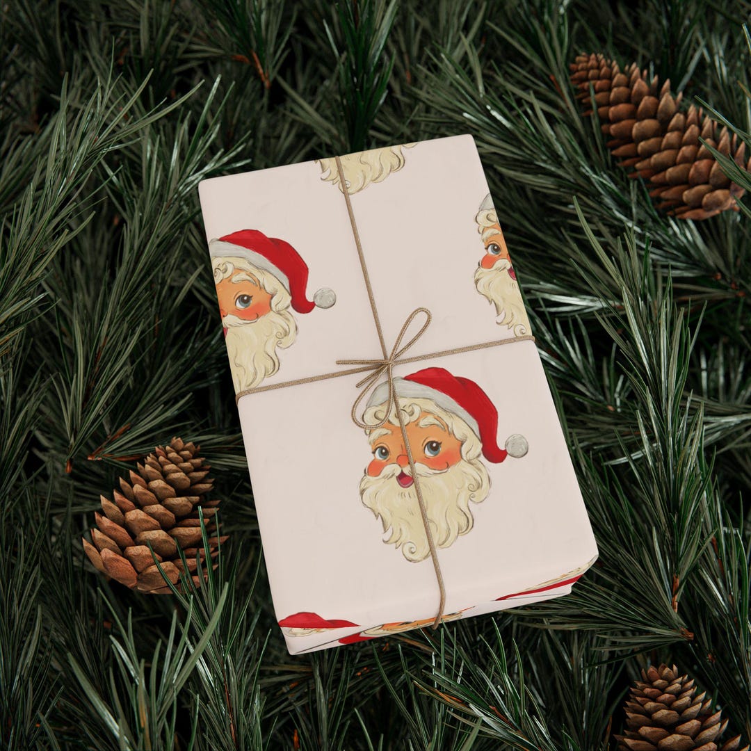 Whimsical Santa Wrapping Papers Cute Santa Wrap Vintage Santa Wrapping ...