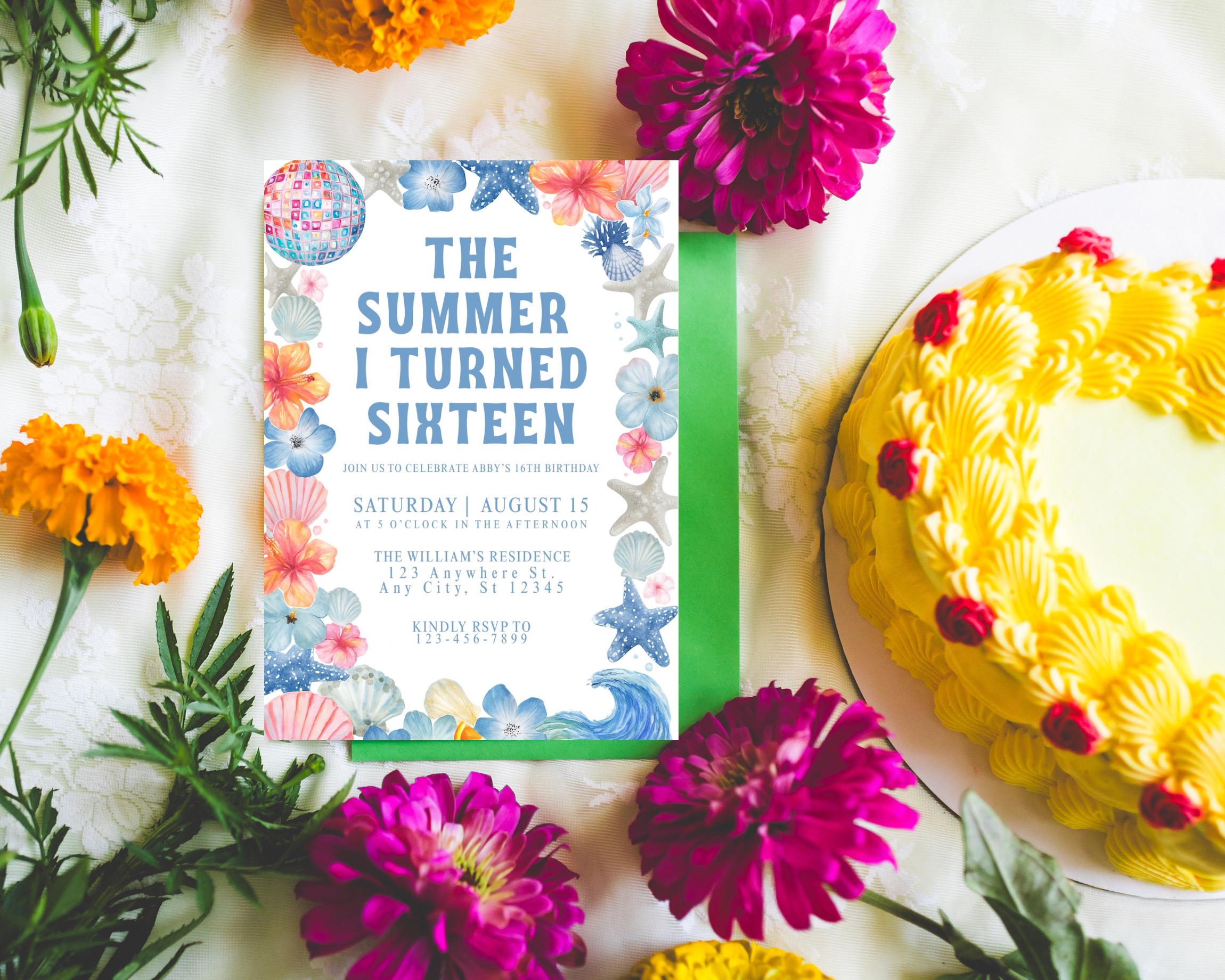 The Summer I Turned Pretty Birthday Invitation, 16th Beach Theme Party ...