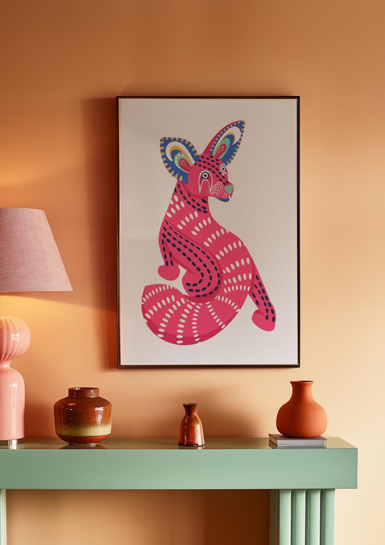 Mexican Alebrije - Colorful Mexican Folk Art Print - Spirit Animal Wall ...