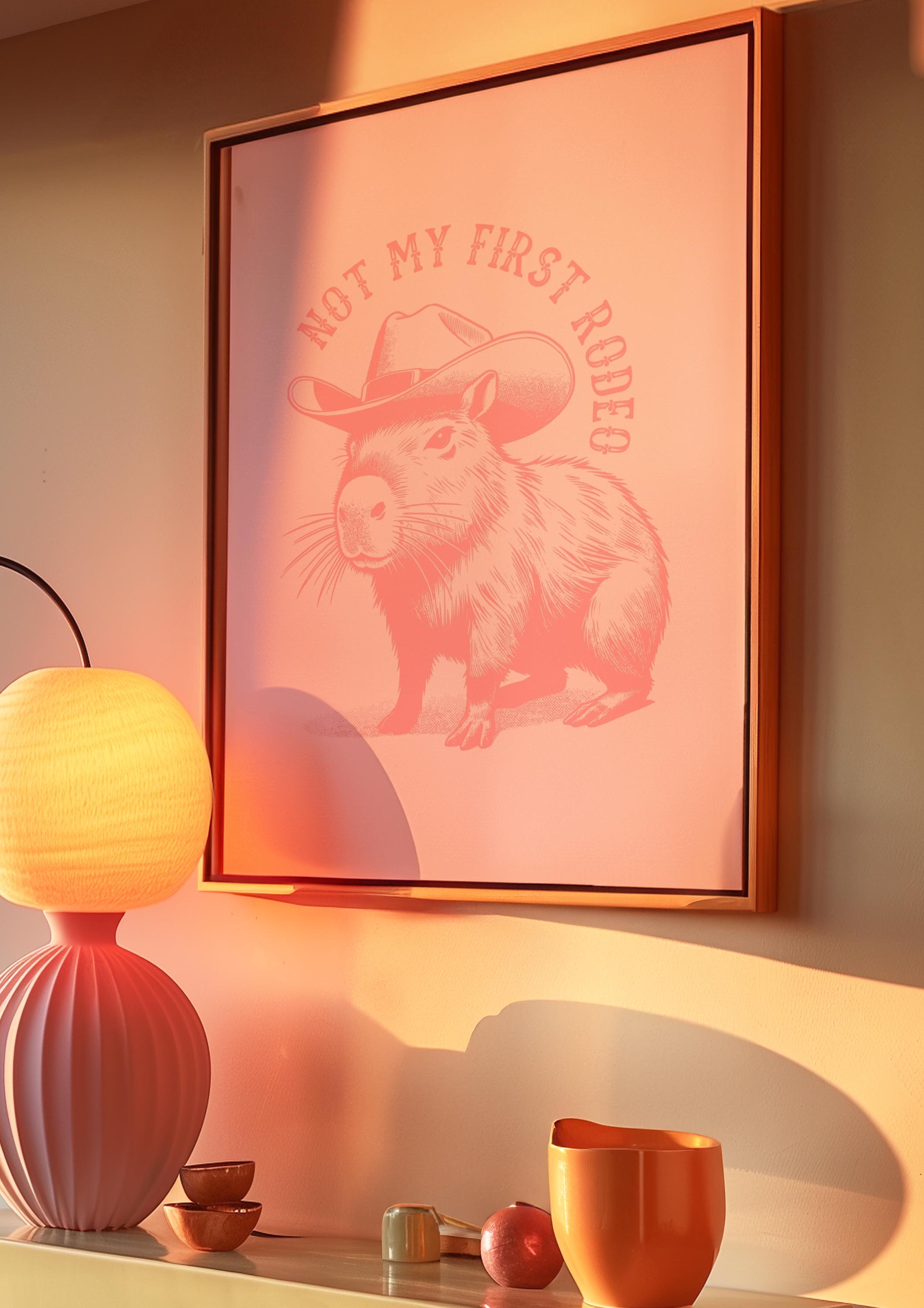 Cowboy Capybara Art Print - Pink Western Wall Art - Cute Capybara ...