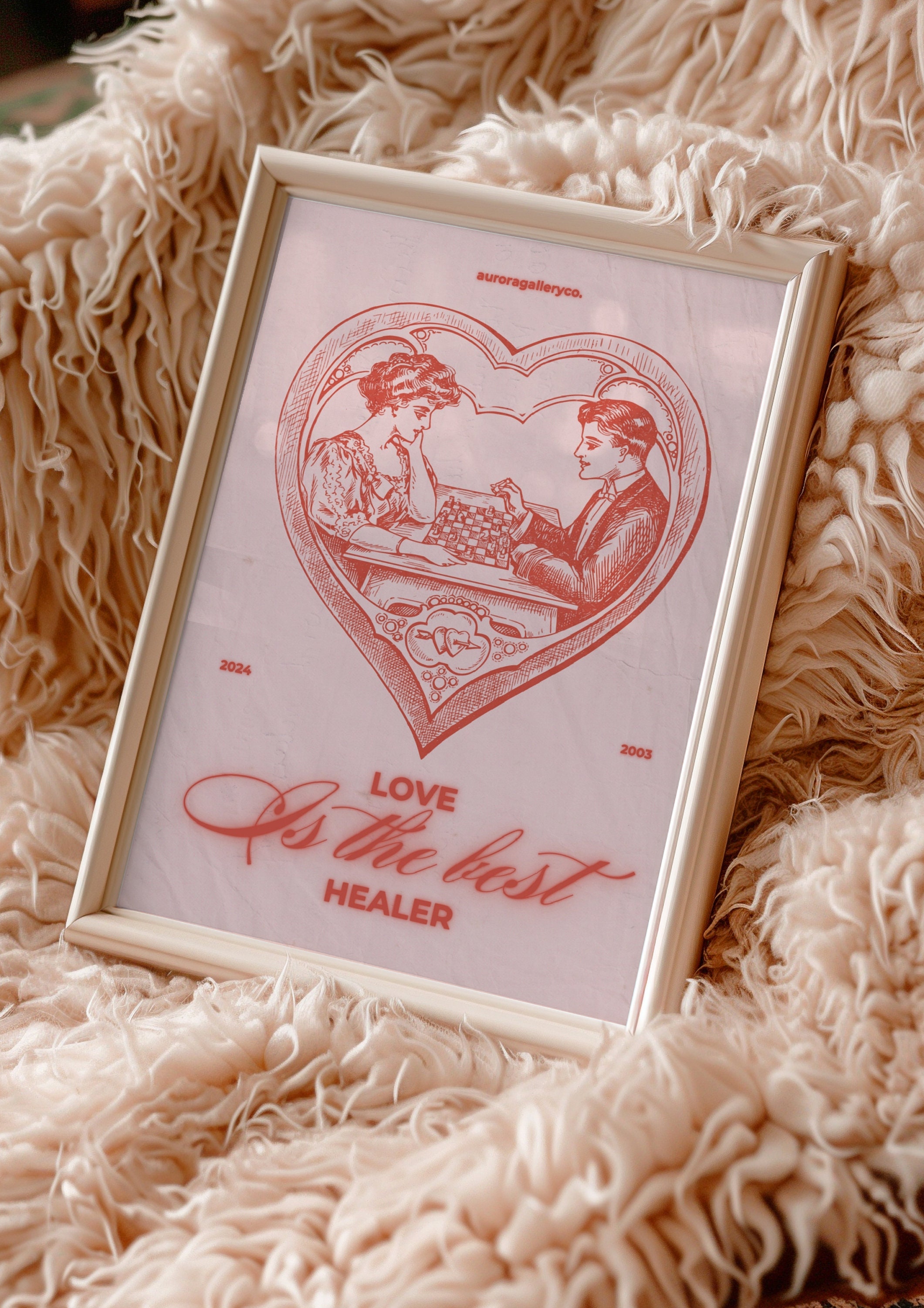 Romantic Love Healer Poster Retro Heart Design Valentine's Day Gift ...