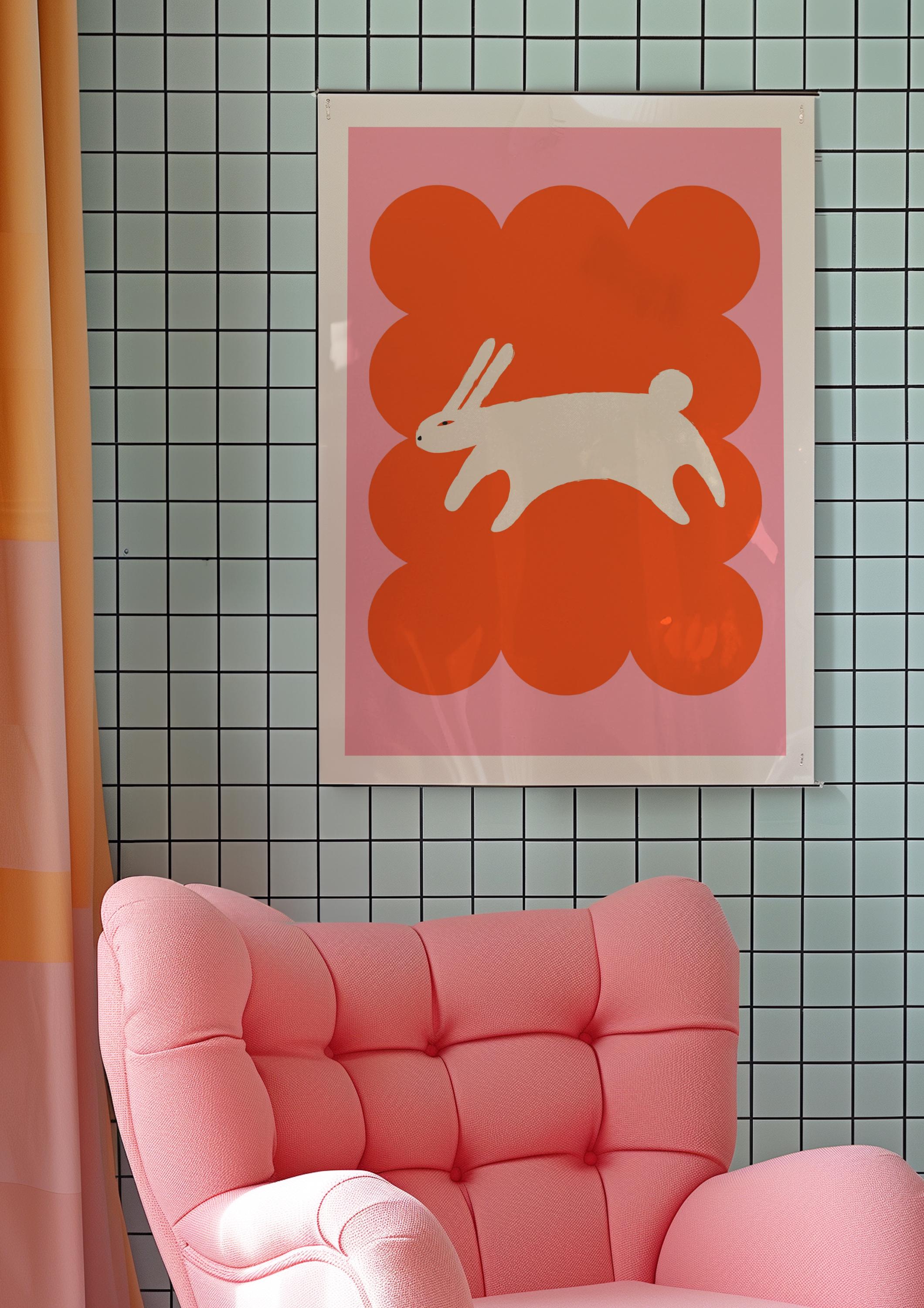 Abstract Bunny Print - Mid Century Large Rabbit Poster - Minimalist ...