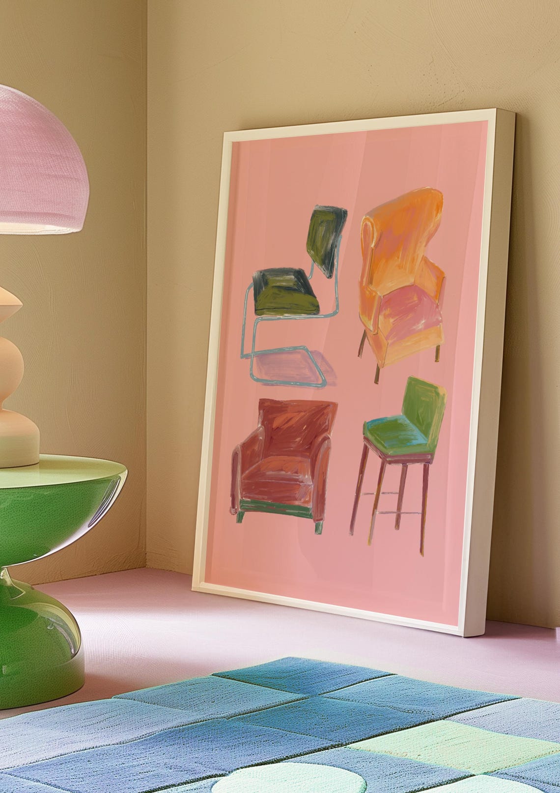 Take a Seat Print Abstract Chair Wall Art Print Painterly Bar Stool ...