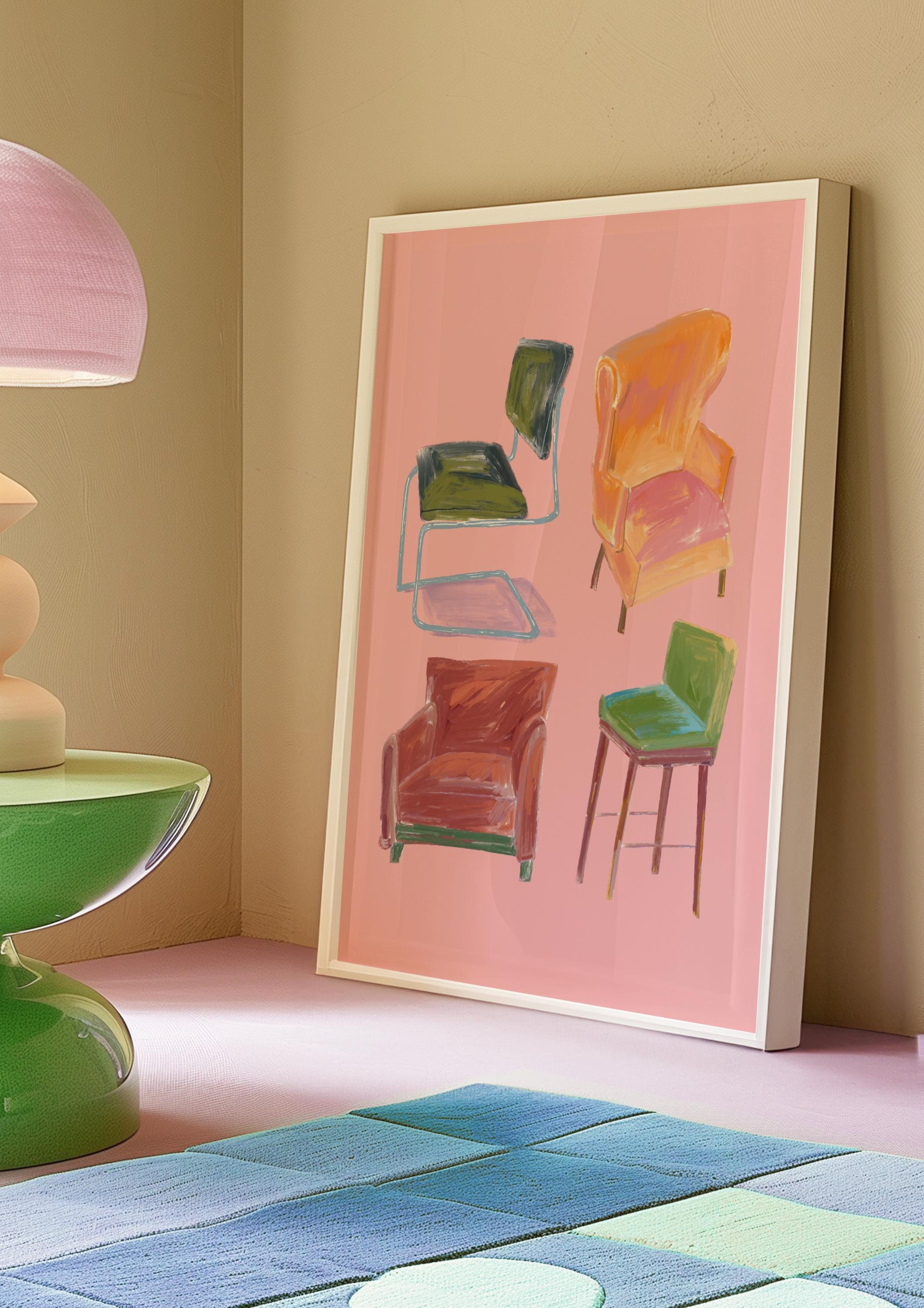 Take a Seat Print Abstract Chair Wall Art Print Painterly Bar Stool ...