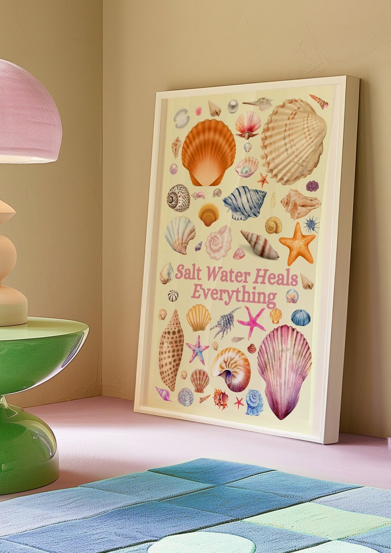Ocean Healing Seashell Digital Art Print Motivational Coastal Decor ...