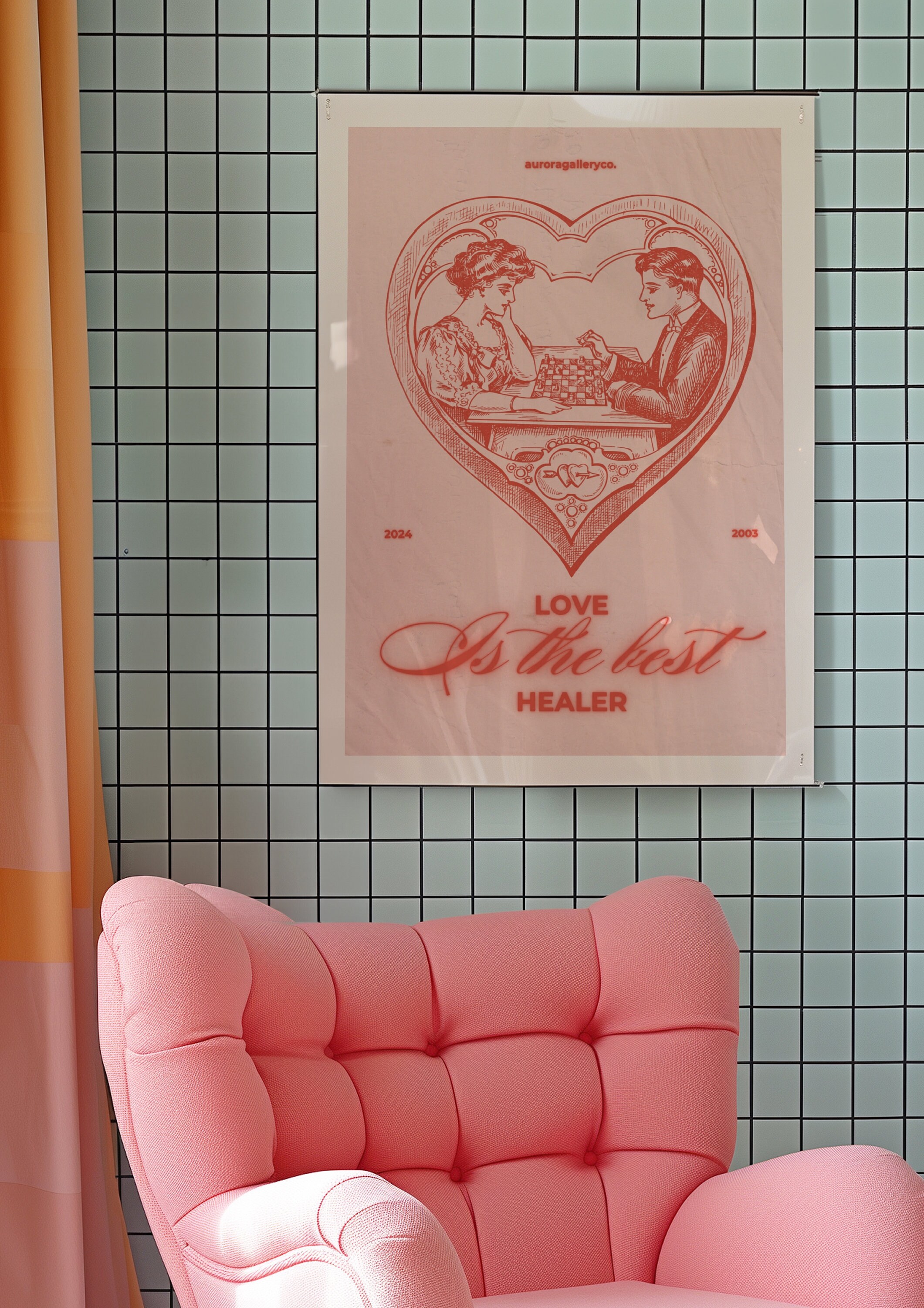 Romantic Love Healer Poster Retro Heart Design Valentine's Day Gift ...