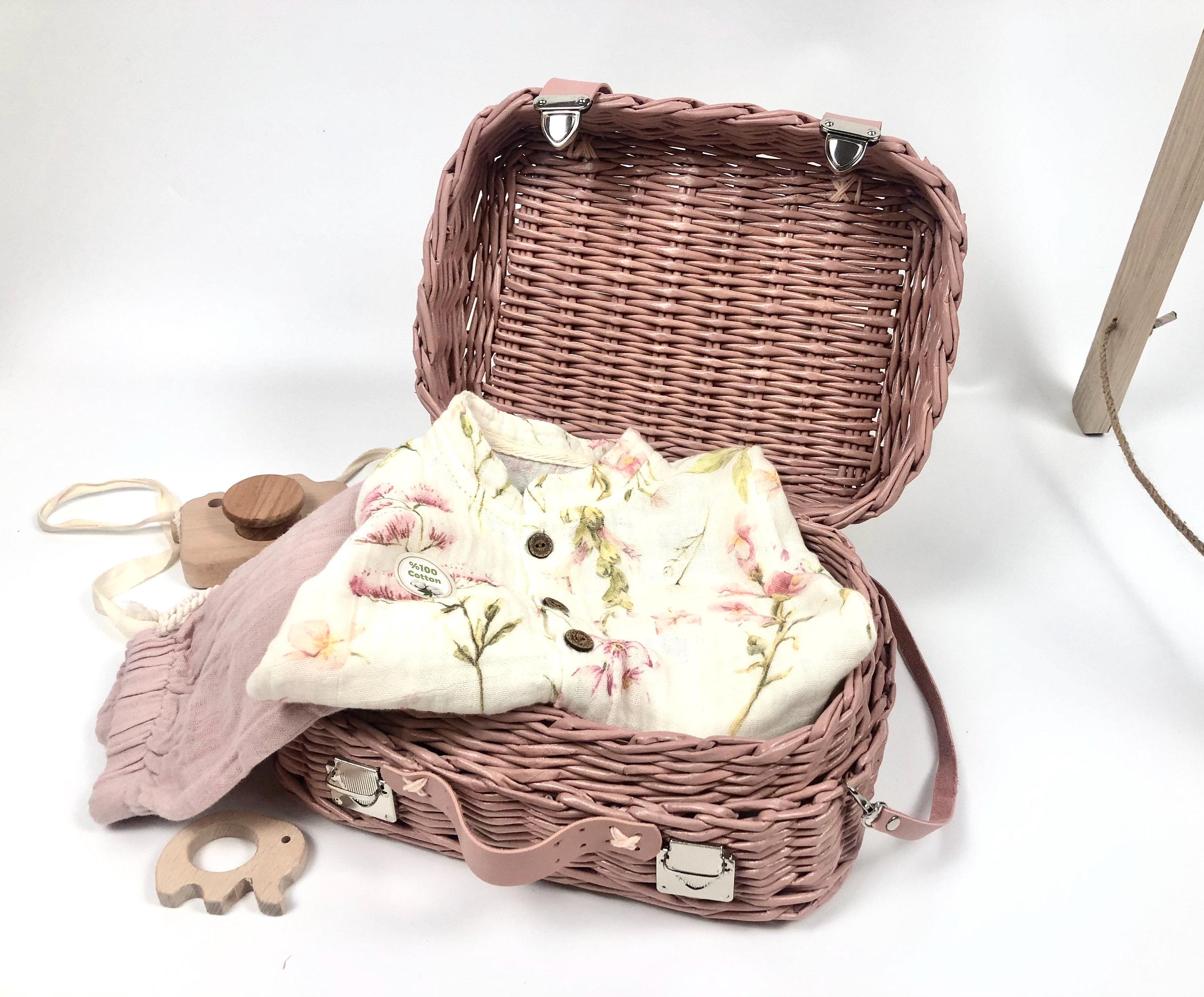Handmade Basket Suitcase in a Personalized, Unique 100% Cotton Muslin ...