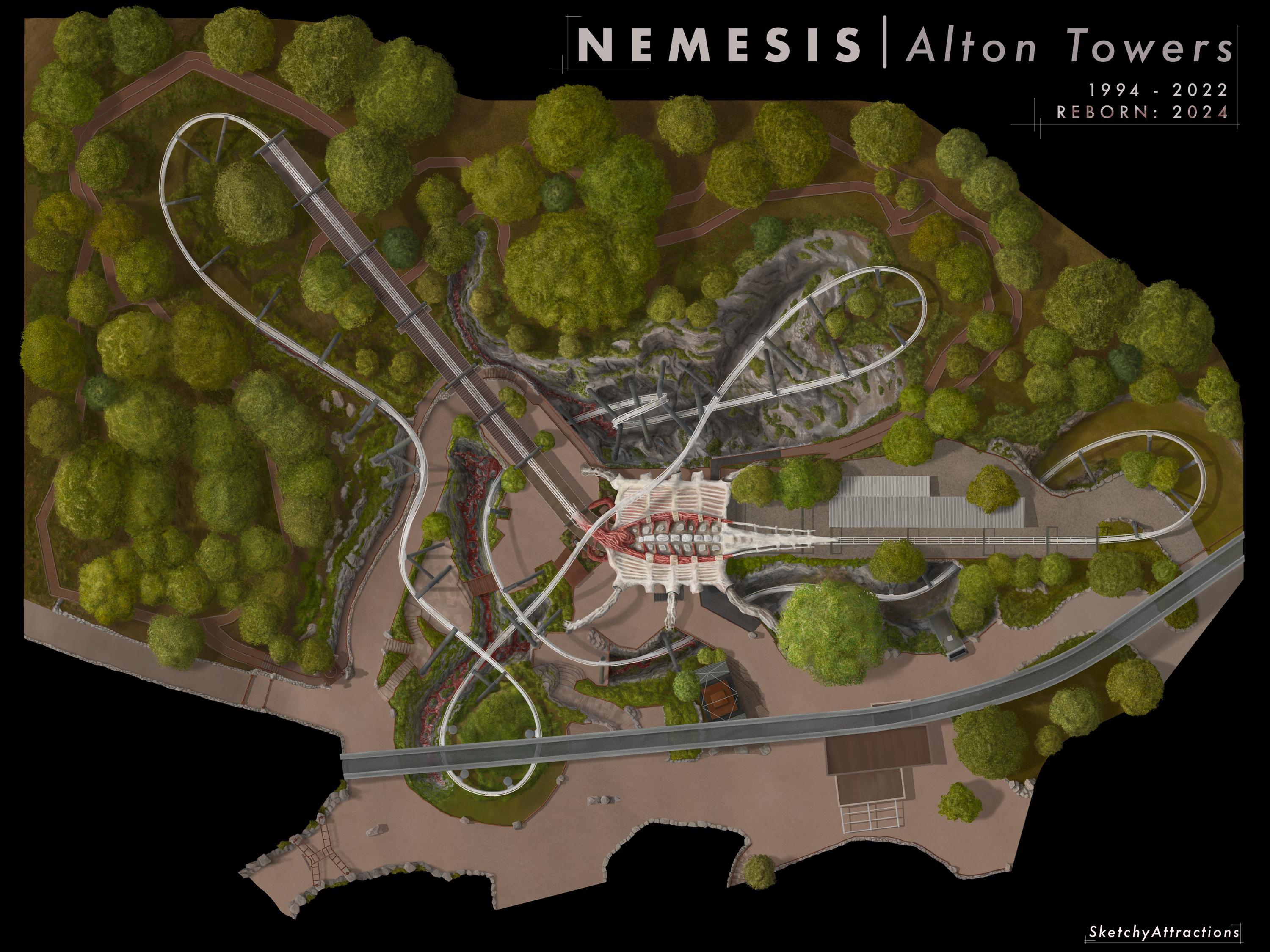 NEMESIS Roller Coaster Illustrative Layout - Etsy