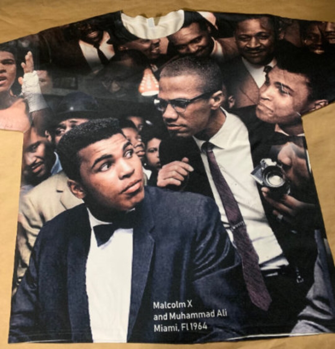 Malcolm X and Muhammad Ali Shirt Black Panther Party Angela Davis Huey ...