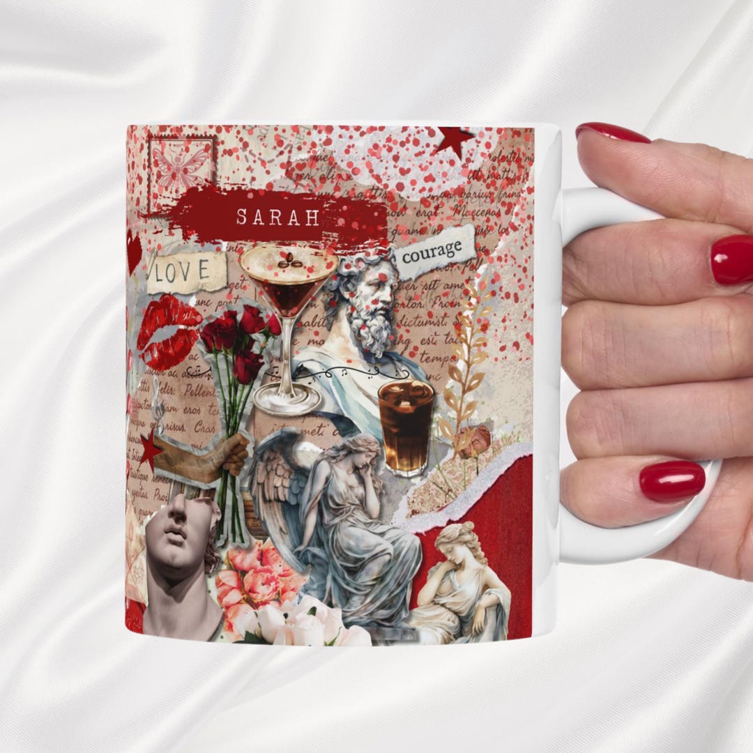 Mythology Mug, Zeus Greek Mythology Gift, Personalized Red Collage ...