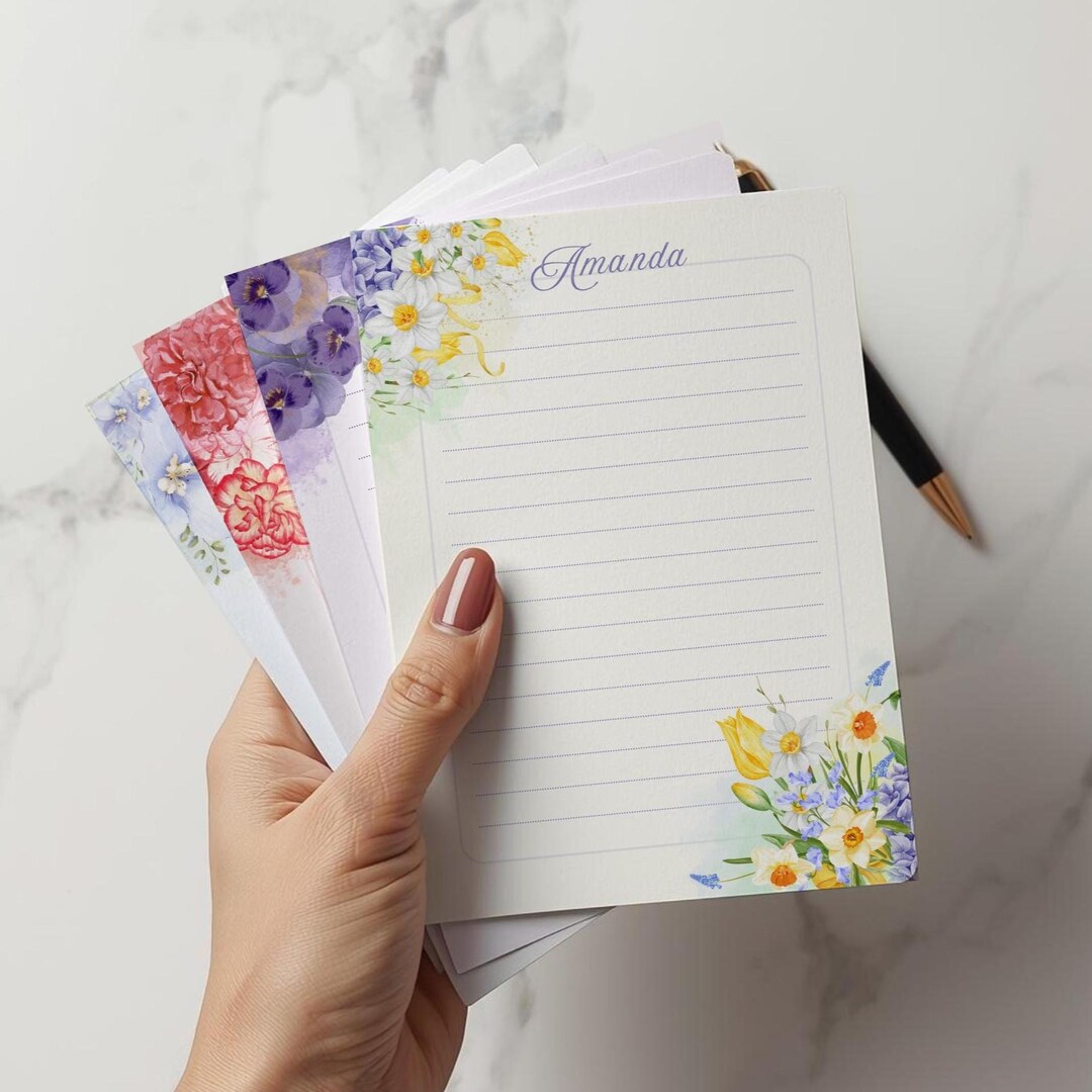 Personalized Birth Flower Notepad, Custom Floral Note Pad, Custom ...