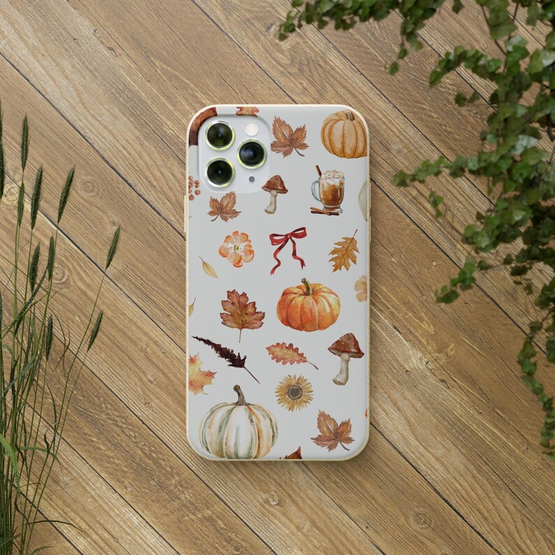 Fall Autumn Cozy Coquette Pumpkin Leaves Watercolor Phone Case Samsung ...