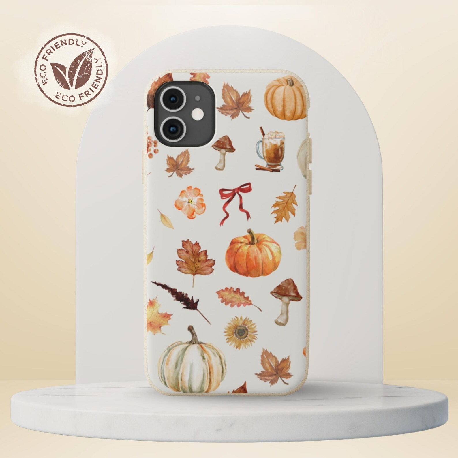 Fall Autumn Cozy Coquette Pumpkin Leaves Watercolor Phone Case Samsung S24 S23 S22 Fall Autumn ...