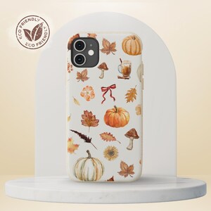 Fall Autumn Cozy Coquette Pumpkin Leaves Watercolor Phone Case Samsung ...