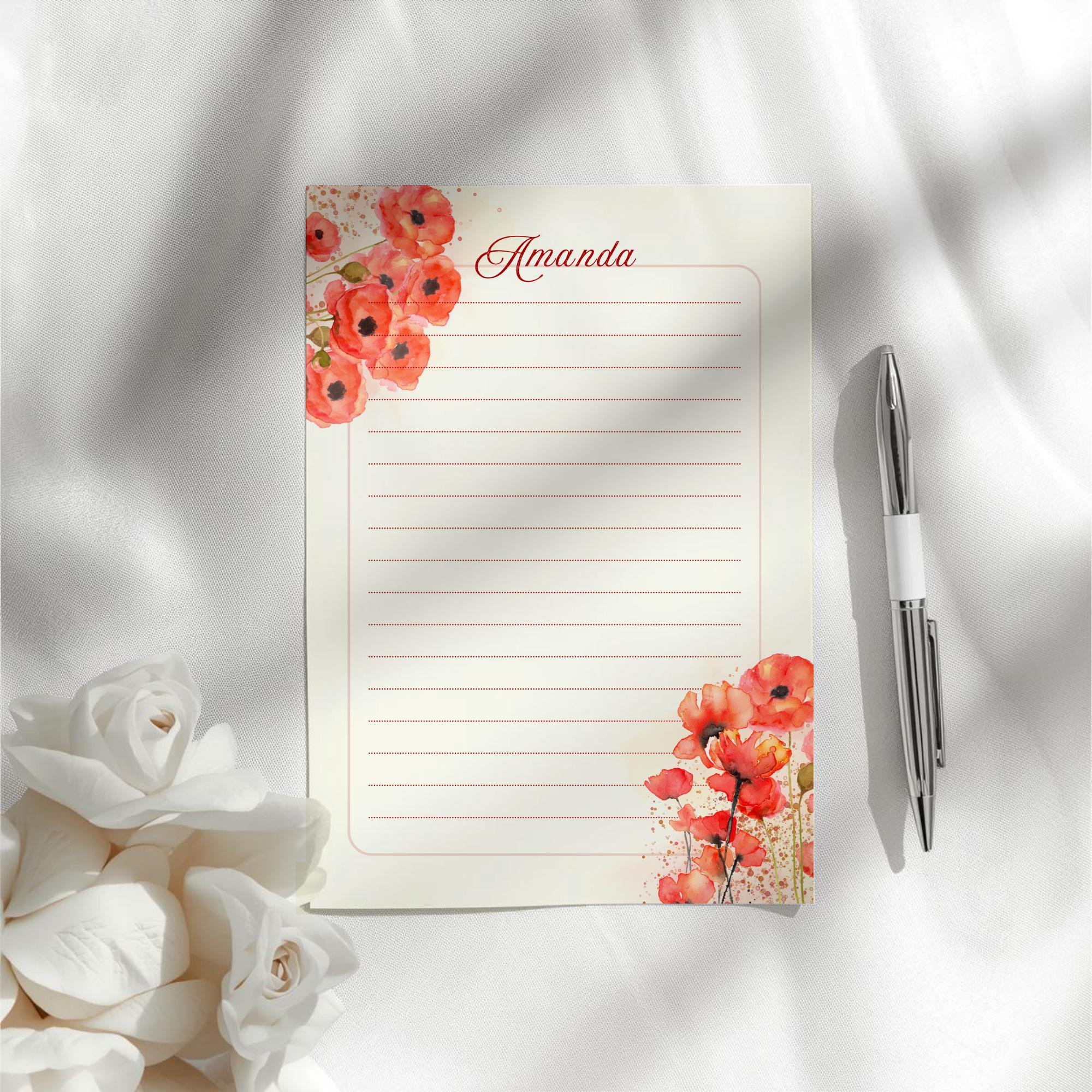 Personalized Birth Flower Notepad, Custom Floral Note Pad, Custom ...