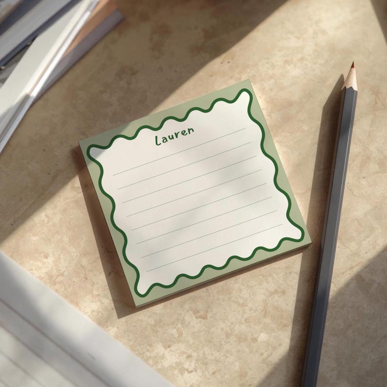 Custom Wavy Border Memo Pads : Personalized Notepad, Gifts for Teacher ...