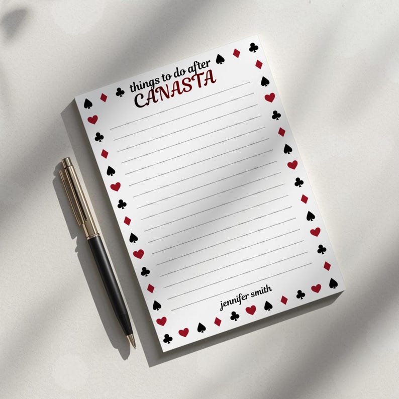 Personalized Canasta Notepad Sticky Note Pads | Card Players Gift - Etsy