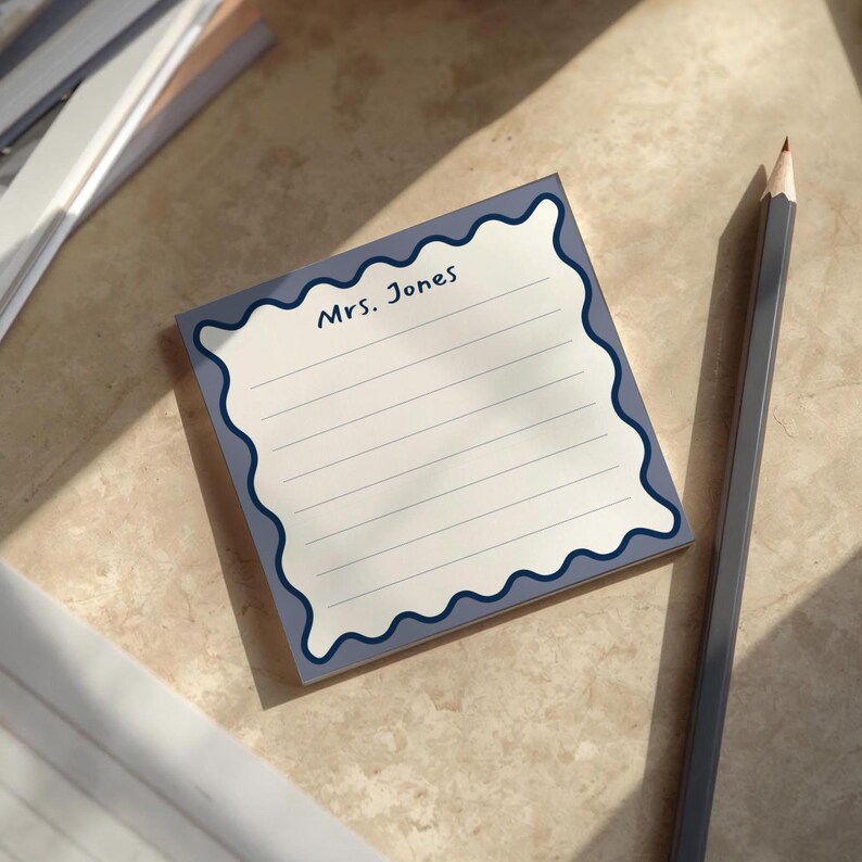 Custom Wavy Border Memo Pads : Personalized Notepad, Gifts for Teacher ...