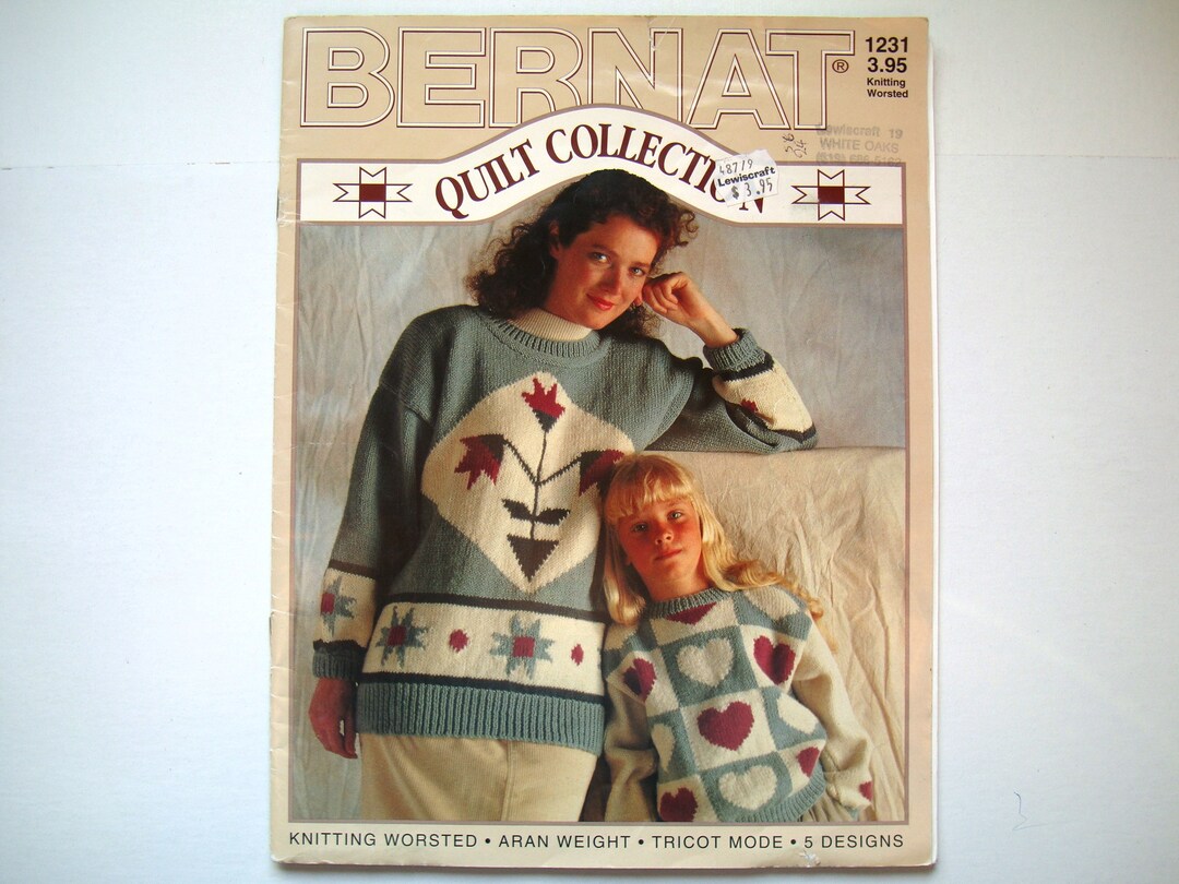 QUILT COLLECTION Knitting Patterns Bernat 1231 Women Girl Sweaters ...
