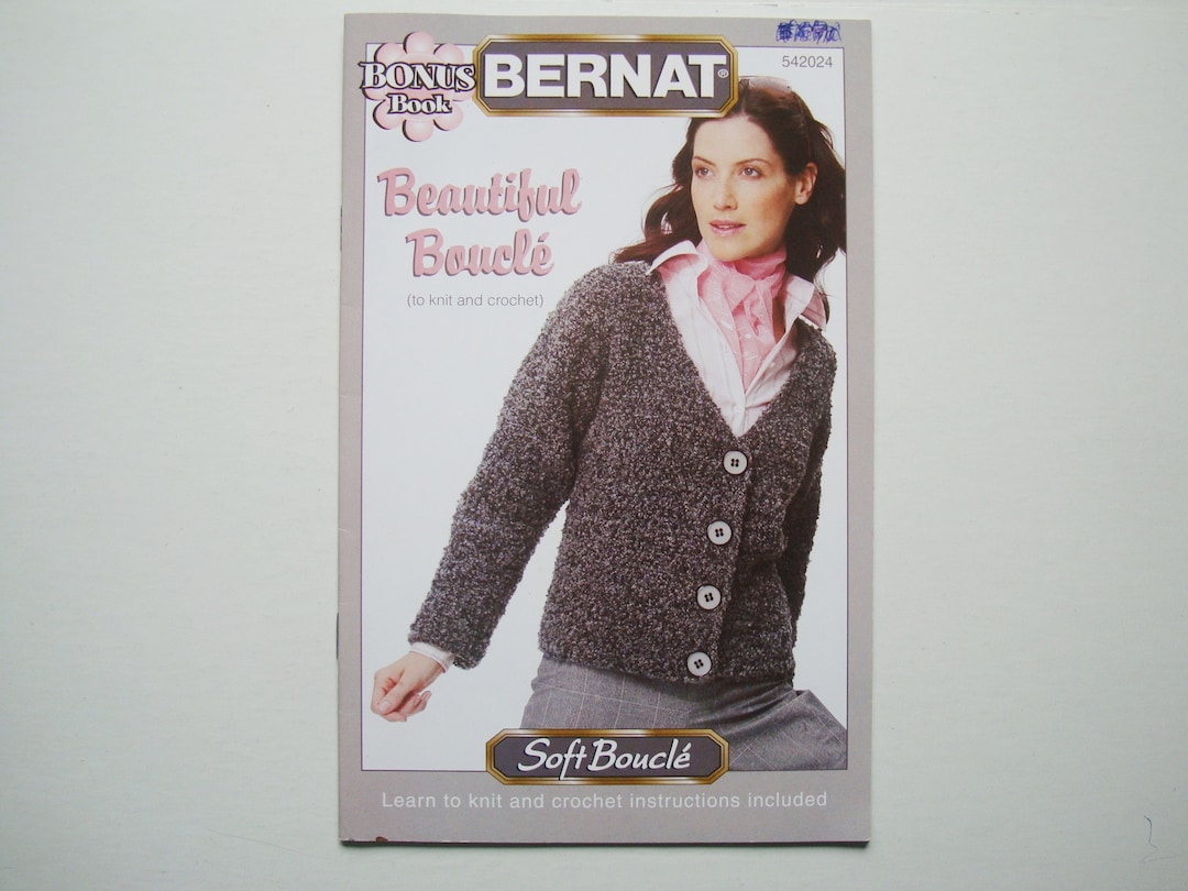 BEAUTIFUL BOUCLE Bernat 542024 Crochet Knit Patterns Decorator Throw ...