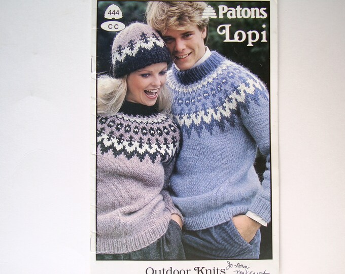 Lopi OUTDOOR KNITS Pattern Booklet 444 Patons Beehive Men Women Charted ...