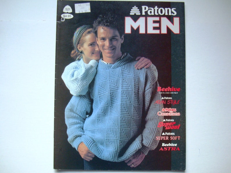 Patons MEN Sweater Knitting PATTERNS No. 521 Classic Unisex Designs ...