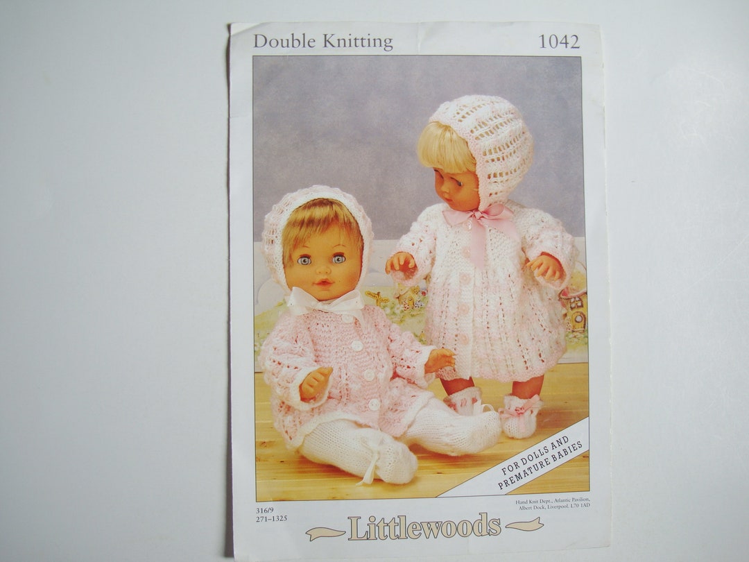 Double Knitting Pattern Leaflet 1042 by Littlewoods for Dolls and ...