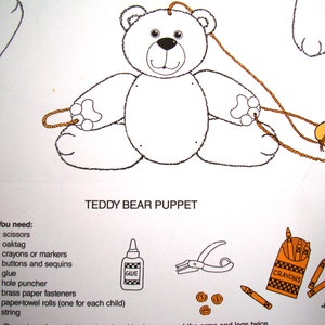 Teddy Bear Puppet DIY Dramatic Play Large Motor Skills Music UNCUT ...