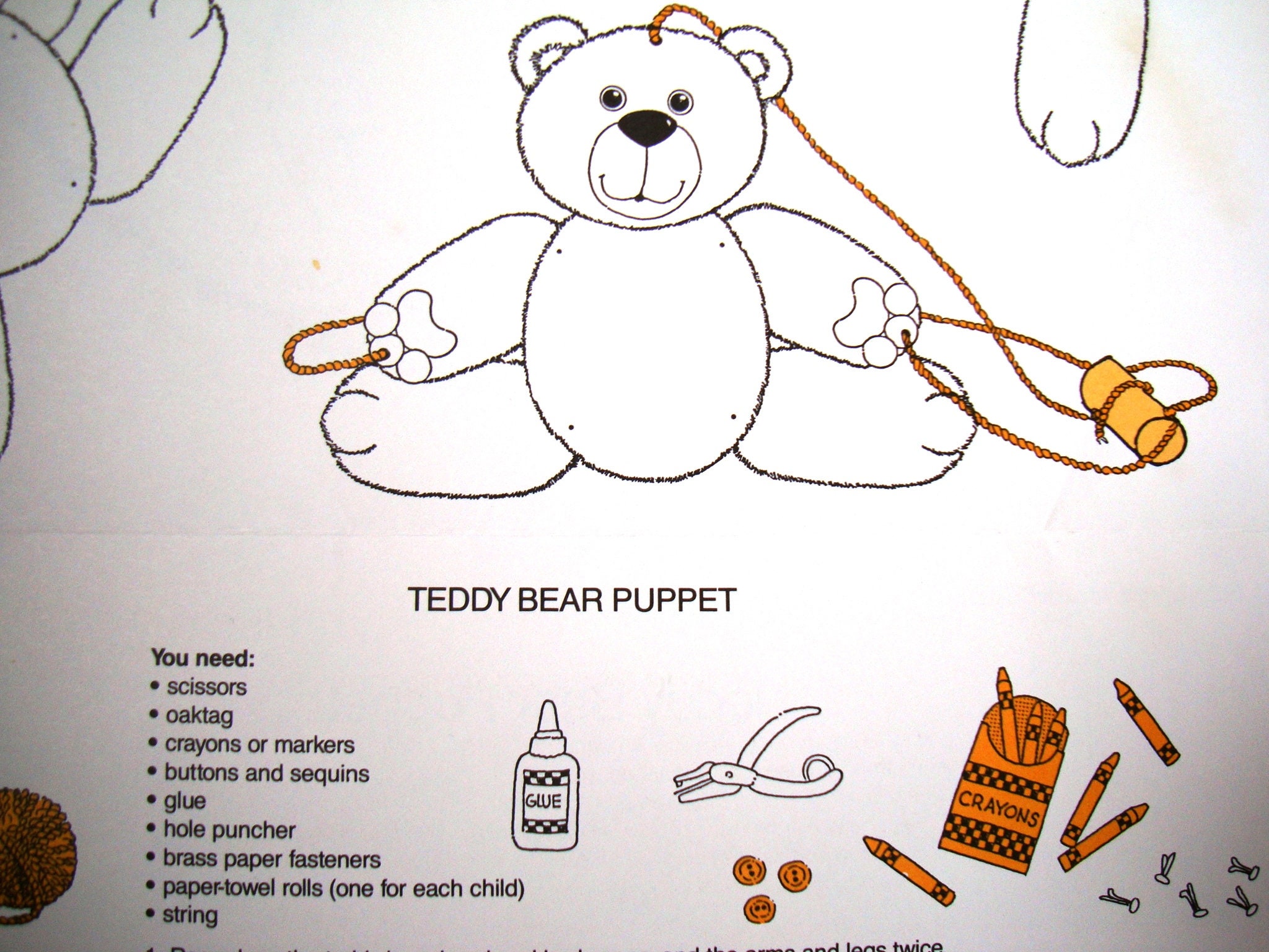Teddy Bear Puppet DIY Dramatic Play Large Motor Skills Music UNCUT ...