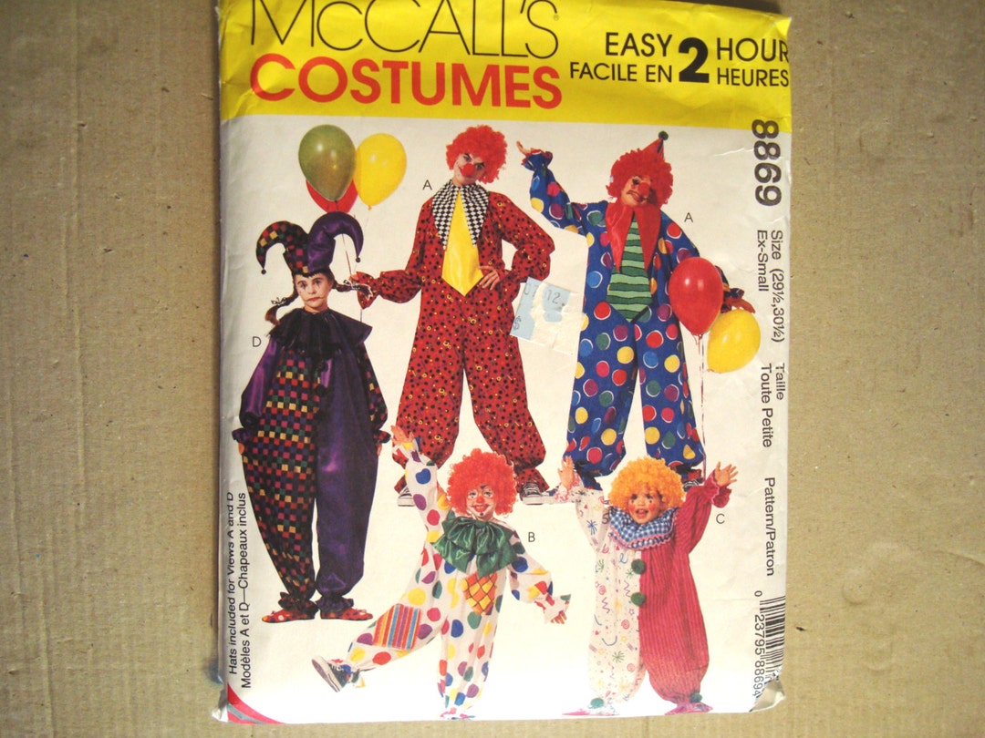 Mccalls 8869 Costumes Pattern Clowns and Jester. UNCUT. DIY Halloween ...