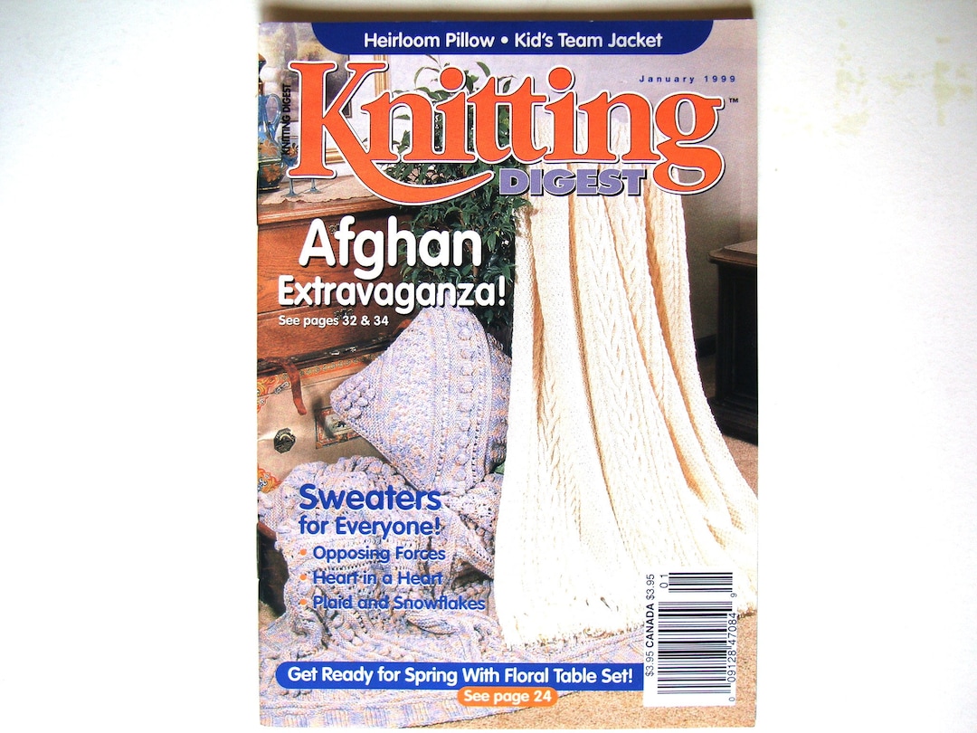 Knitting Digest Magazine PATTERNS Afghans Pillow Sport Team Sweater ...