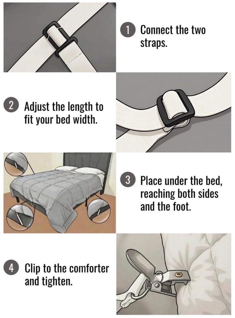 Strapnsleep Bedding Secure Kit: Adjustable Blanket Straps & Clips - Etsy