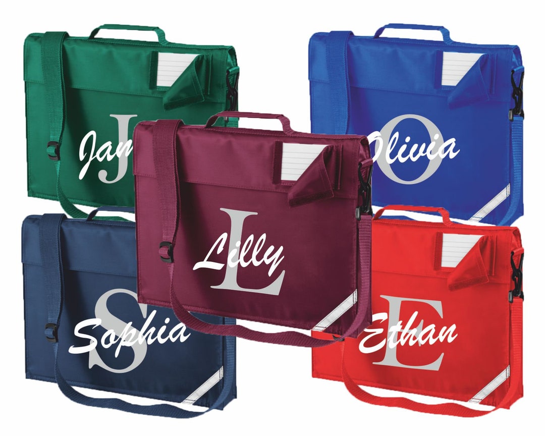 Personalised School Book Bag With Strap, Back to School Book Bag, Name ...