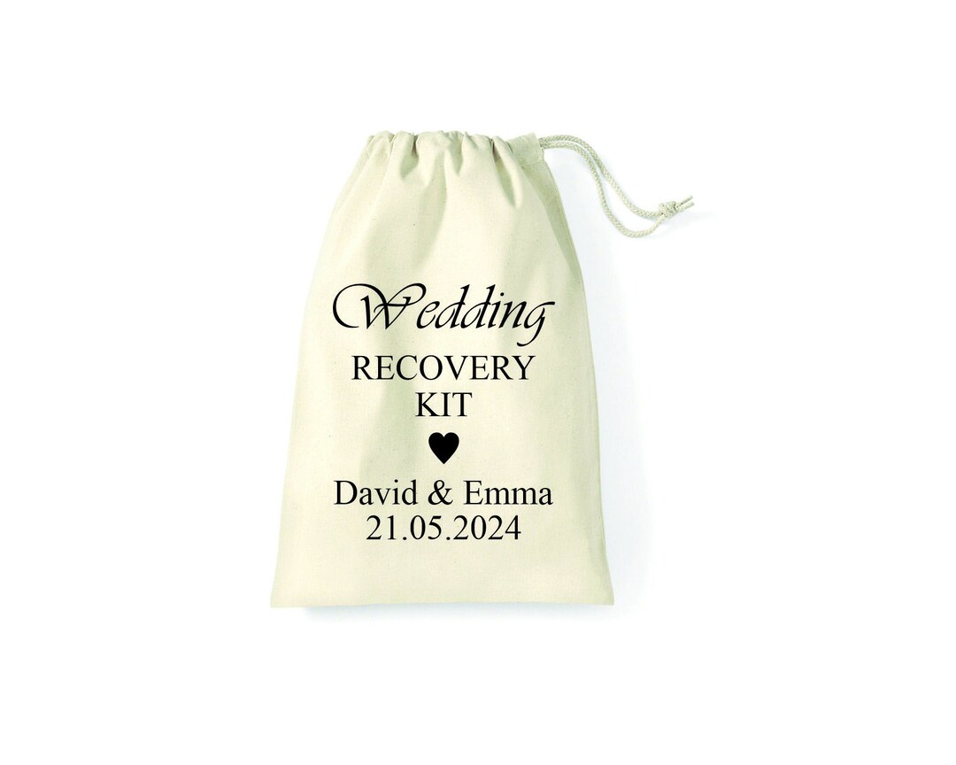 Personalised Weekend Recovery Kit Bag, Wedding Favour Bag, Engagement ...