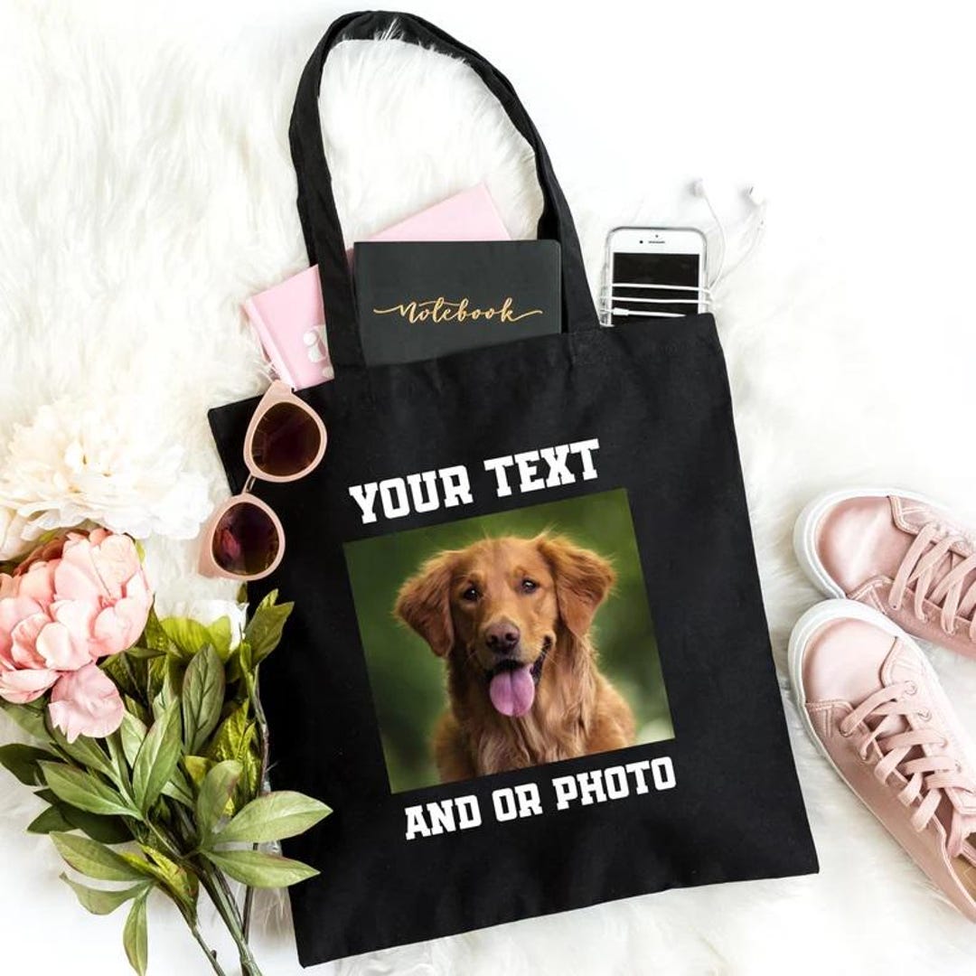 Photo Tote Bag / Personalised Shopping Bag / Custom Text / Logo / Photo ...