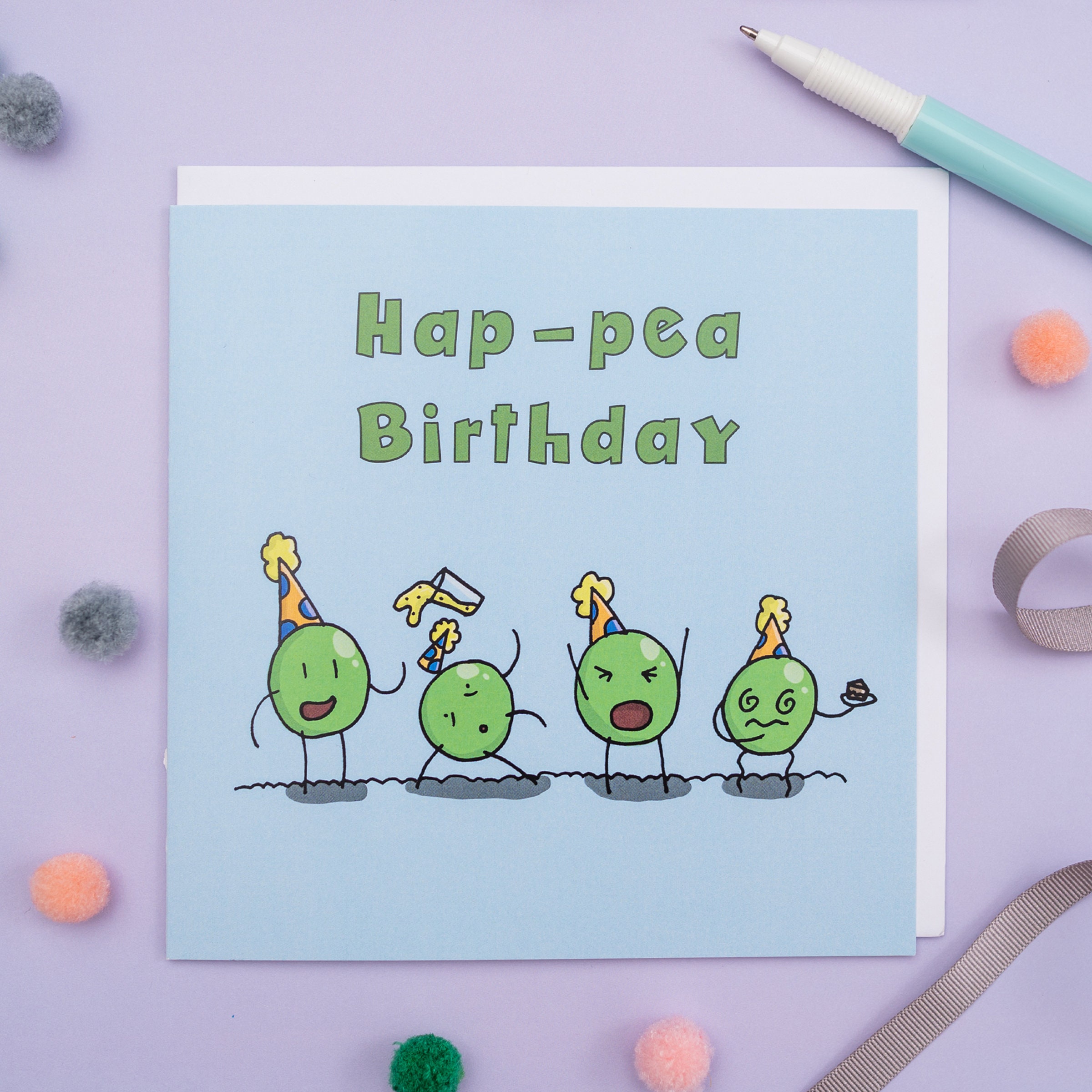 Pea Happy Birthday Card - Etsy