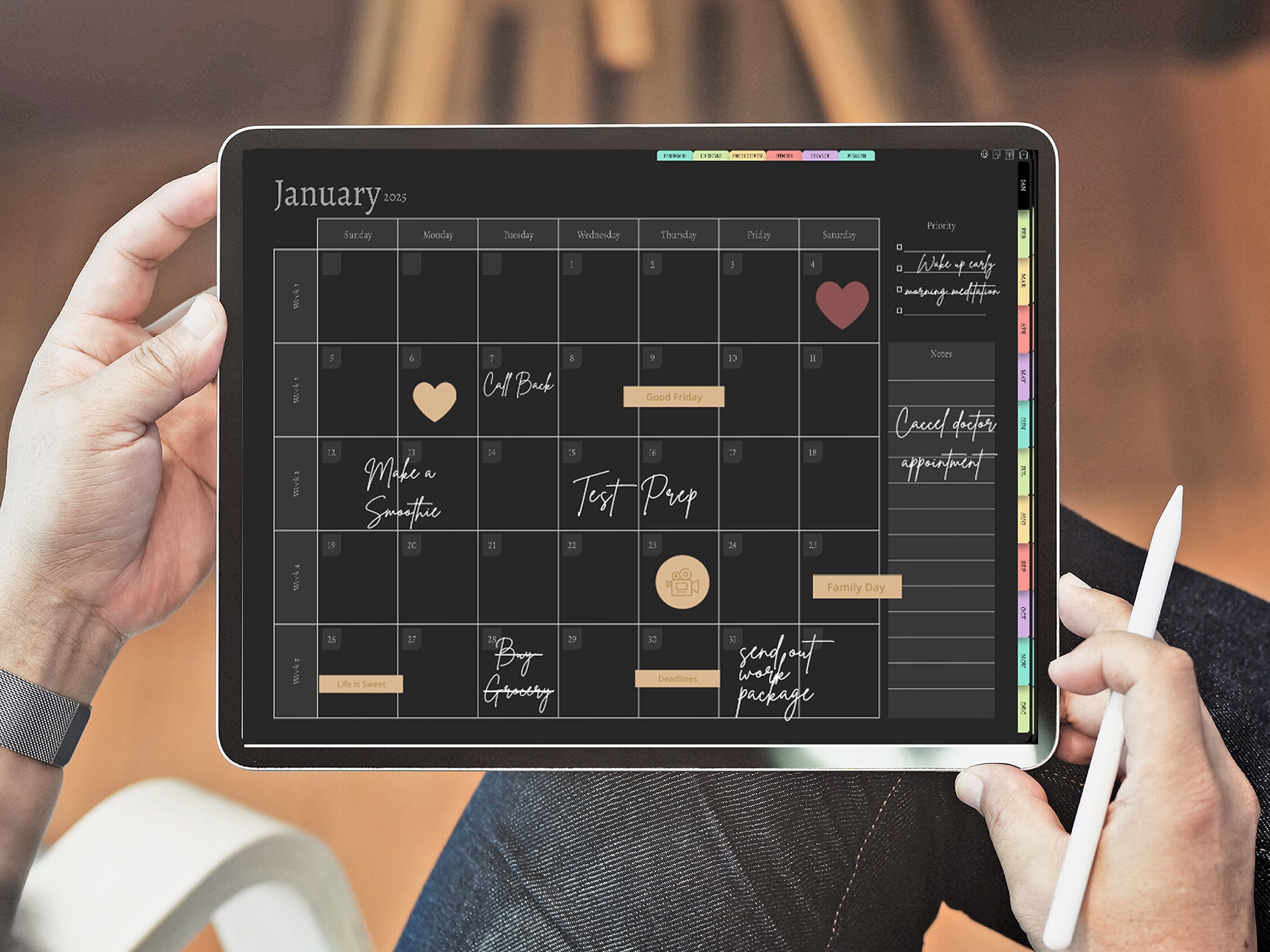 All-in-one Digital Planner 2025, Dark Mode, Digital Planner, Weekly ...