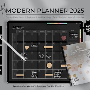 All-in-one Digital Planner 2025, Dark Mode, Digital Planner, Weekly ...