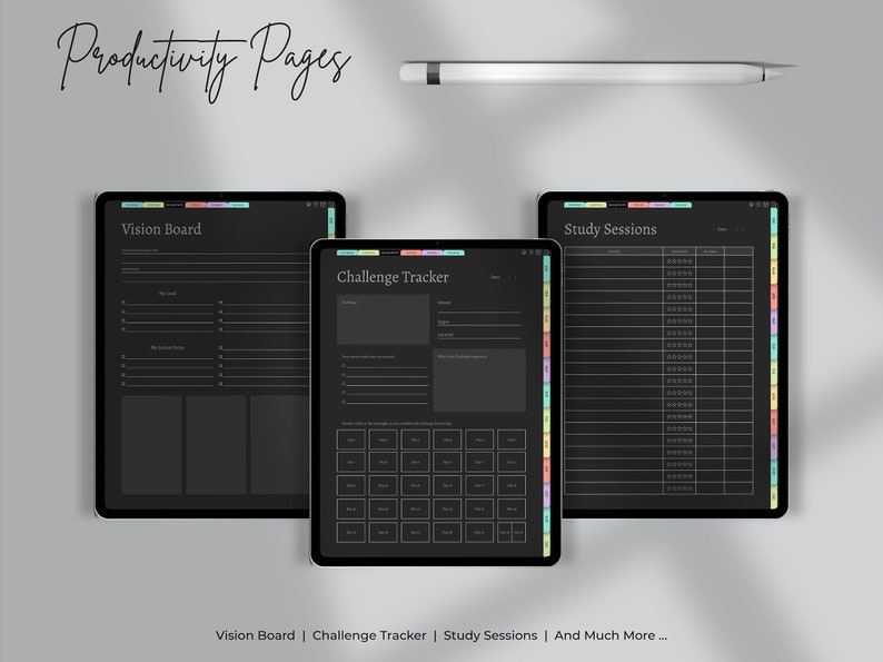 All-in-one Digital Planner 2025, Dark Mode, Digital Planner, Weekly ...