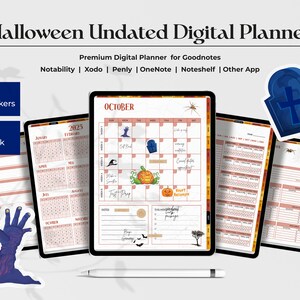 Halloween Digital Undated Planner Spooky Planner With High-res Stickers ...