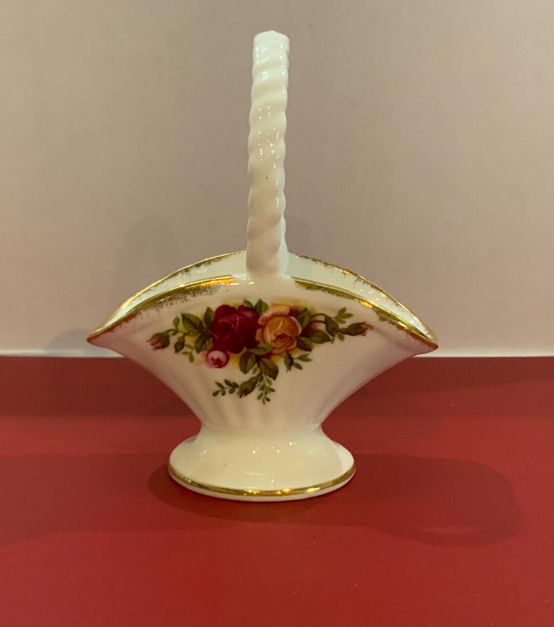 Royal Albert old Country Roses Basket Bone China Floral Basket Trinket ...