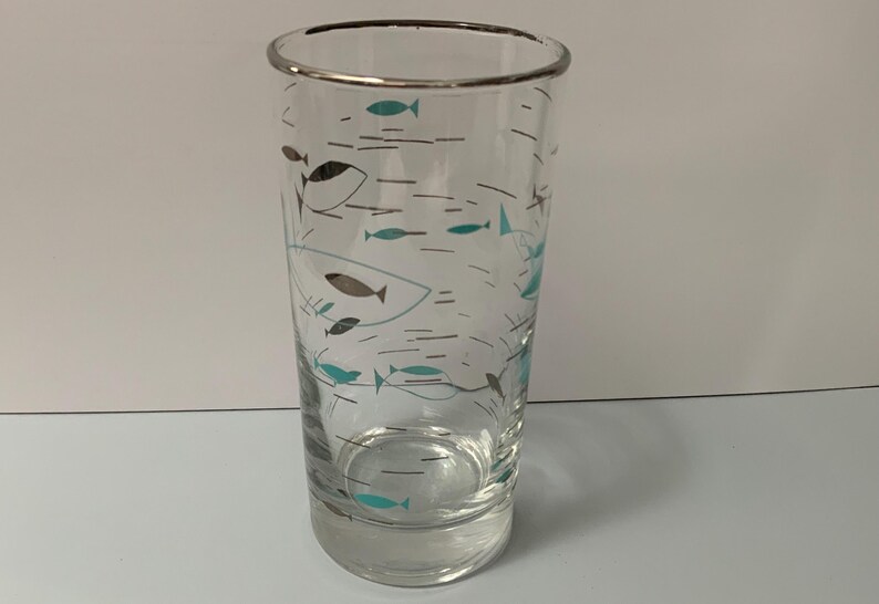 Vintage MCM Atomic Fish Libbey Glassware-set of 8 Tumblers Silver ...