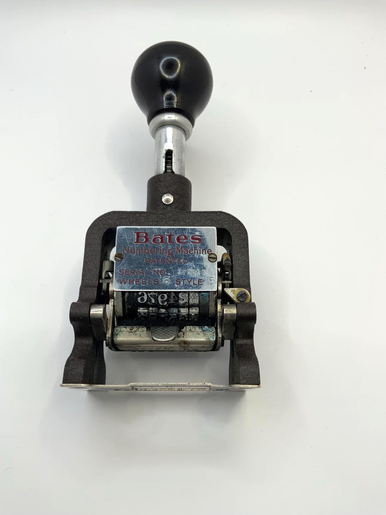 Bates Numbering Machine Style E Wheels 6 Vintage Office Tool-original ...