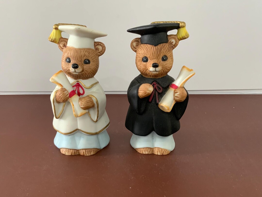 Vintage HOMCO Graduation Bears Ceramic Figurines #1404-set of 2-boy ...