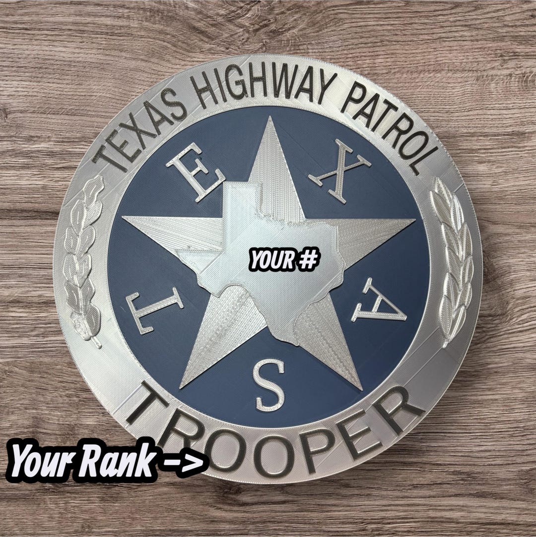 Personalized Texas DPS Trooper Badge: Custom Troop Number & Rank - Etsy