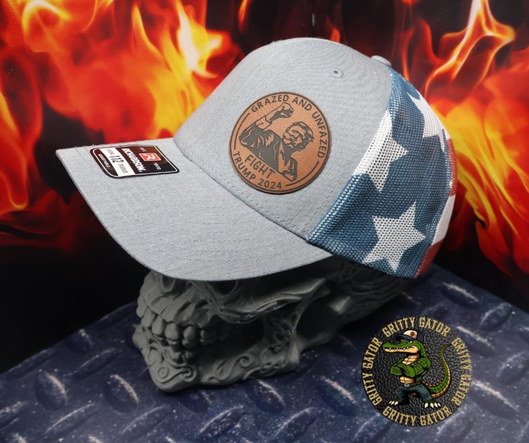 Trump Grazed and Unfazed Patch Hat, Richardson 112 Snapback Trucker Hat ...