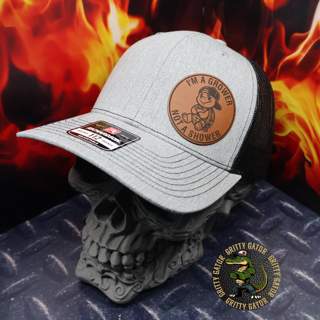 I'm a Grower Not a Shower Turtle Patch Hat, Richardson 112 Snapback ...