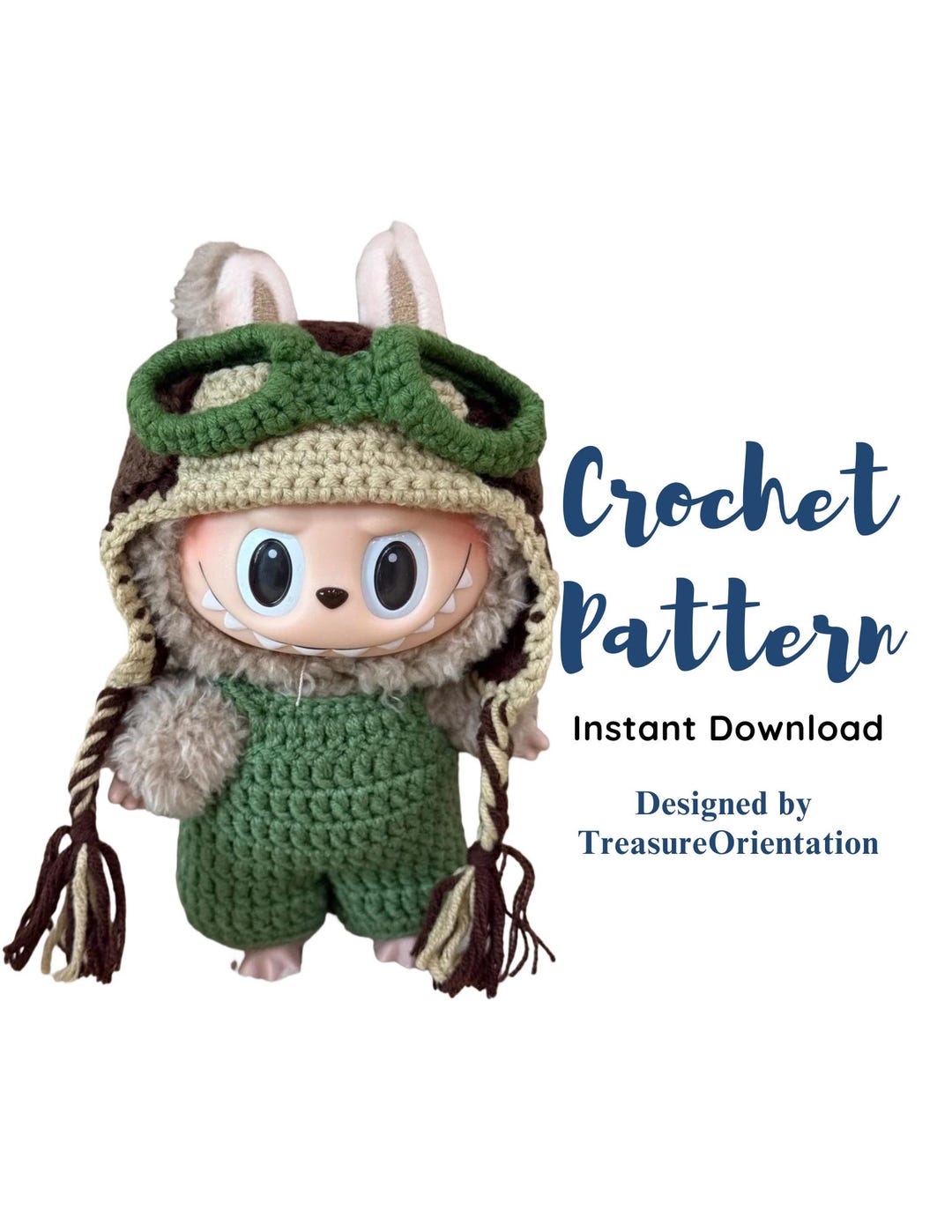 Labubu Clothes Crochet Pattern Pilot Aviator Outfit Costume Crochet ...
