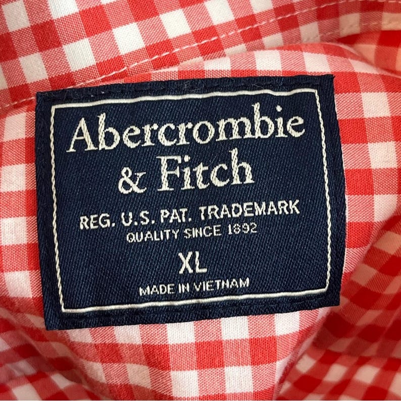 Vintage 1990s Abercrombie Fitch Men's Button Down Size XL Red and White ...